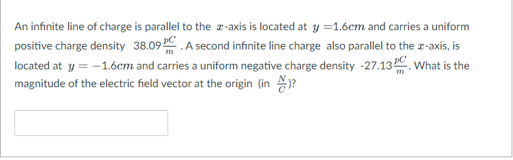 Solved An infinite line of charge is parallel to the x-axis | Chegg.com