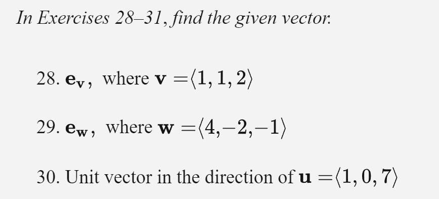 Solved In Exercises 28-31, find the given vector. 28. ev, | Chegg.com