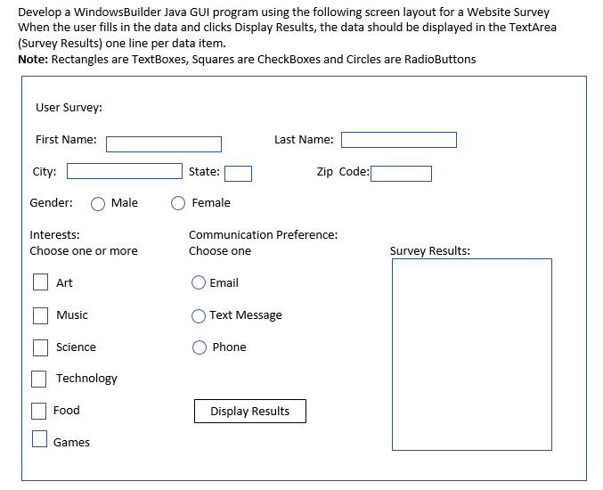Solved Develop a WindowsBuilder Java GUI program using the | Chegg.com