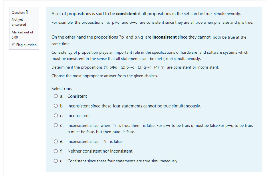 Solved A set of propositions is said to be consistent if all | Chegg.com