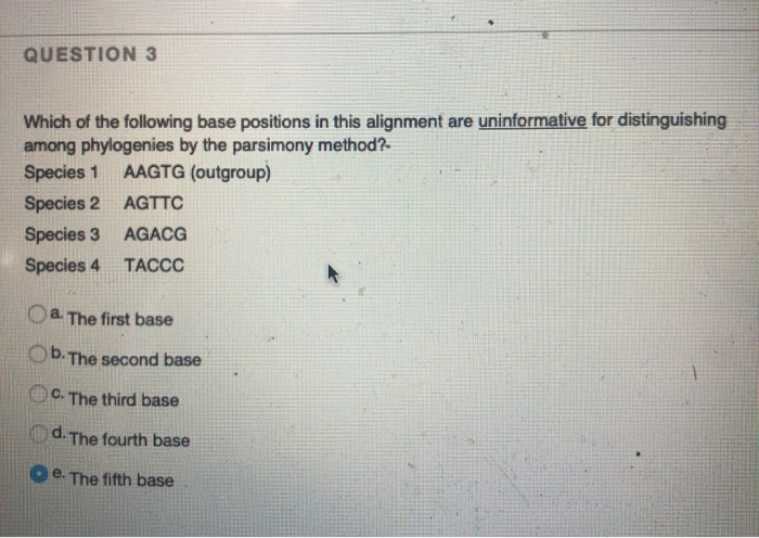 Solved QUESTION 3 Which of the following base positions in | Chegg.com