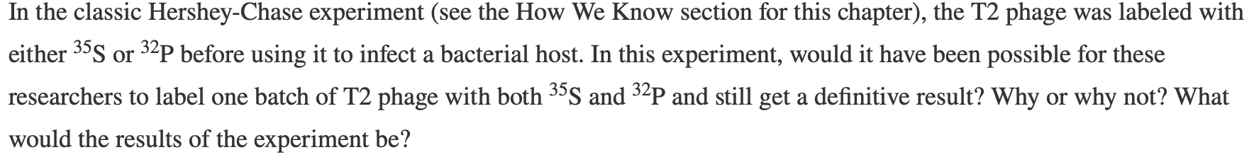 Solved In the classic Hershey-Chase experiment (see the How | Chegg.com