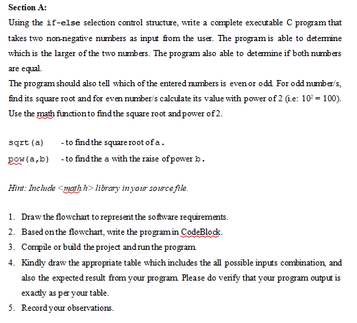 Solved Using the if-else selection control structure, write | Chegg.com