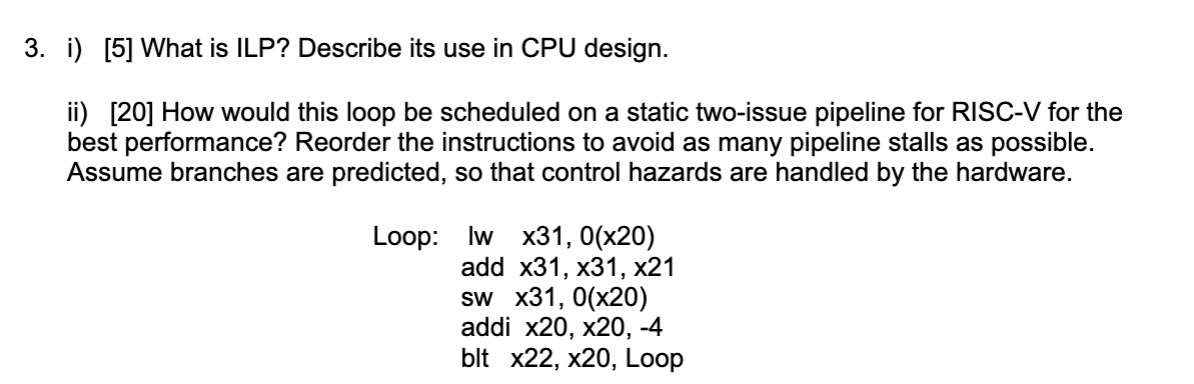 Solved 3. i) [5] What is ILP? Describe its use in CPU | Chegg.com