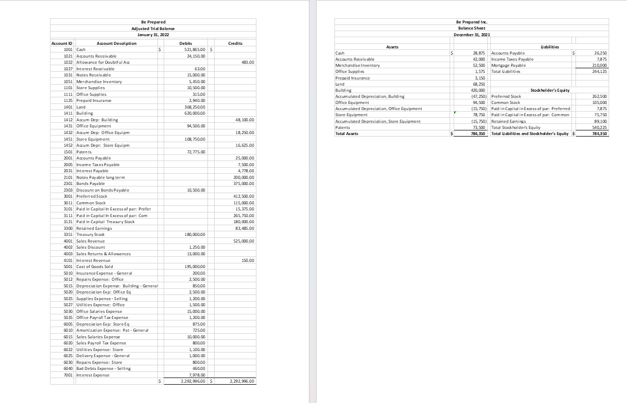 IN EXCEL FORMAT PLS Step 1 Using Be Prepared Chegg
