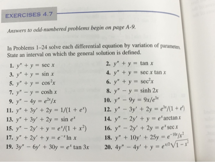 Solved EXERCISES 4.7 Answers to odd-numbered problems begin | Chegg.com