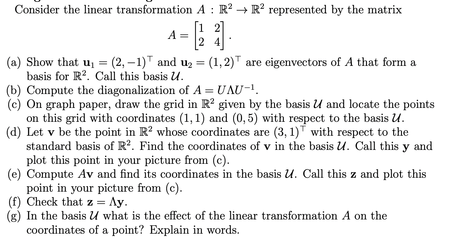 Solved : = + [1 = Consider the linear transformation A : R2 | Chegg.com