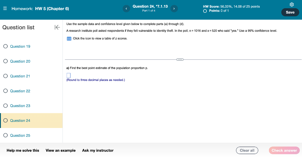 Solved lestion list 1← Use the sample data and confidence | Chegg.com