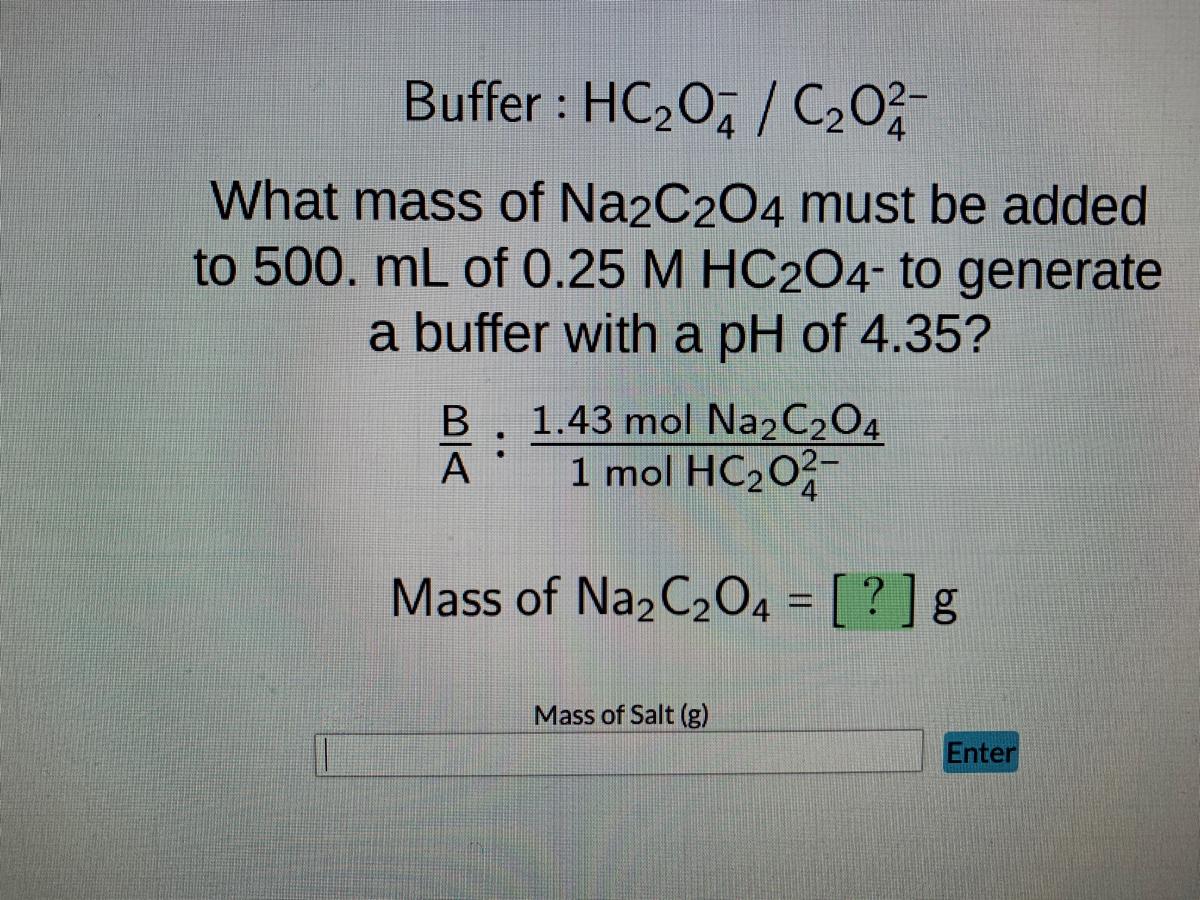 Solved What mass of Na2C2O4 must be added to 500. mL of | Chegg.com