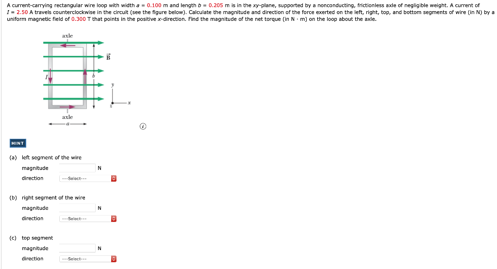 Solved A current-carrying rectangular wire loop with width a | Chegg.com