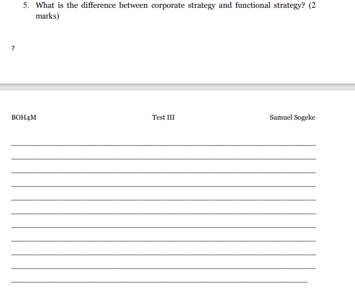 Solved 5. What is the difference between corporate strategy | Chegg.com