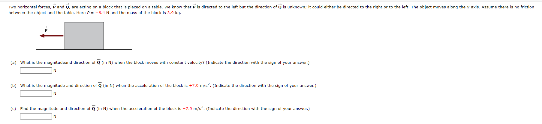 Solved between the object and the table. Here P=−6.4 N and | Chegg.com