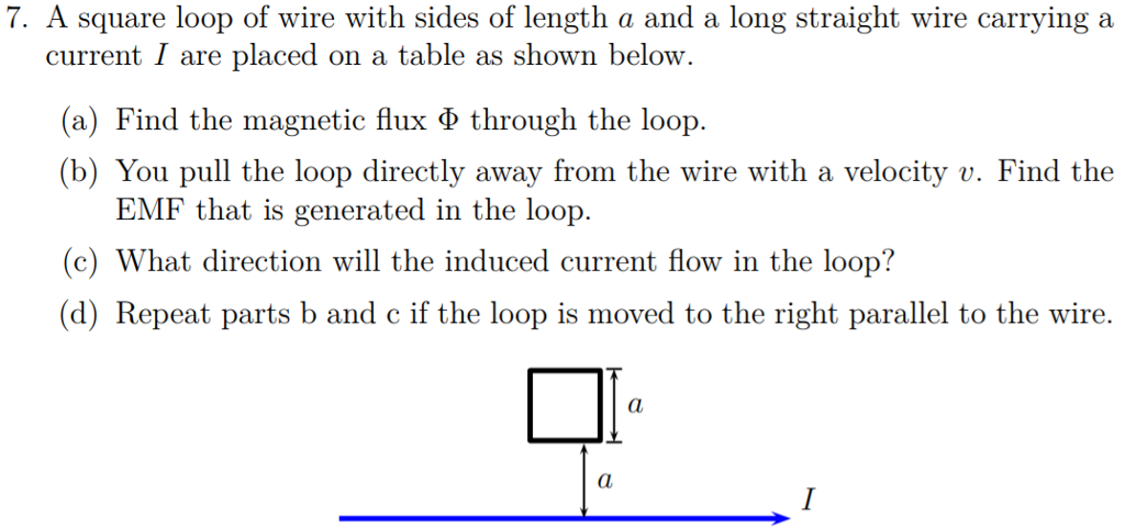 Solved 7. A square loop of wire with sides of length a and a | Chegg.com