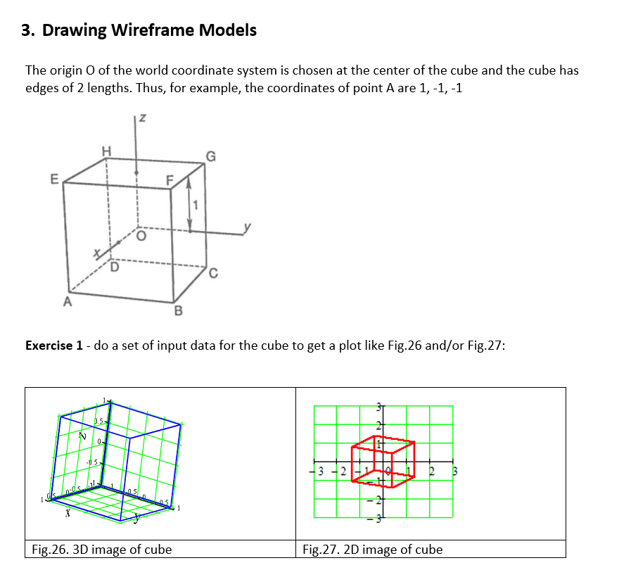 Solved Drawing Wireframe ModelsThe origin O ﻿of the world | Chegg.com