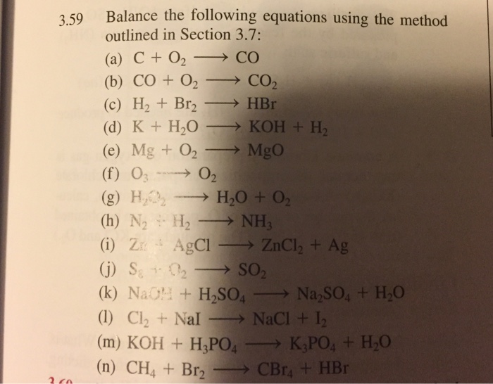 Solved Balance the following equations using the method | Chegg.com