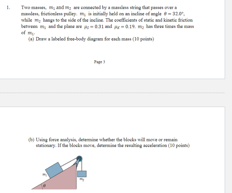 [Solved]: Two masses, ( m_{1} ) and ( m_{2} ) are conn