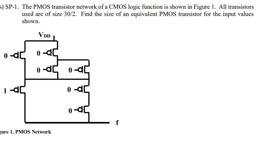 Solved 5) SP-1. The PMOS transistor network of a CMOS logic | Chegg.com