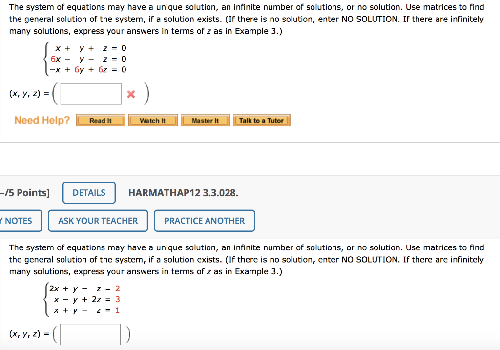 Solved The system of equations may have a unique solution, | Chegg.com