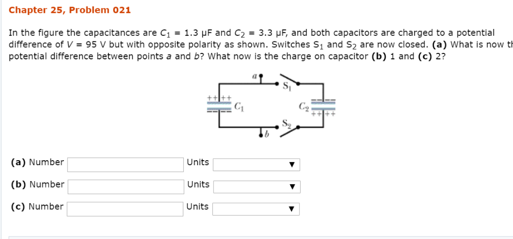 Solved In the figure the capacitances are C1 = 1.3 µF and C2 | Chegg.com