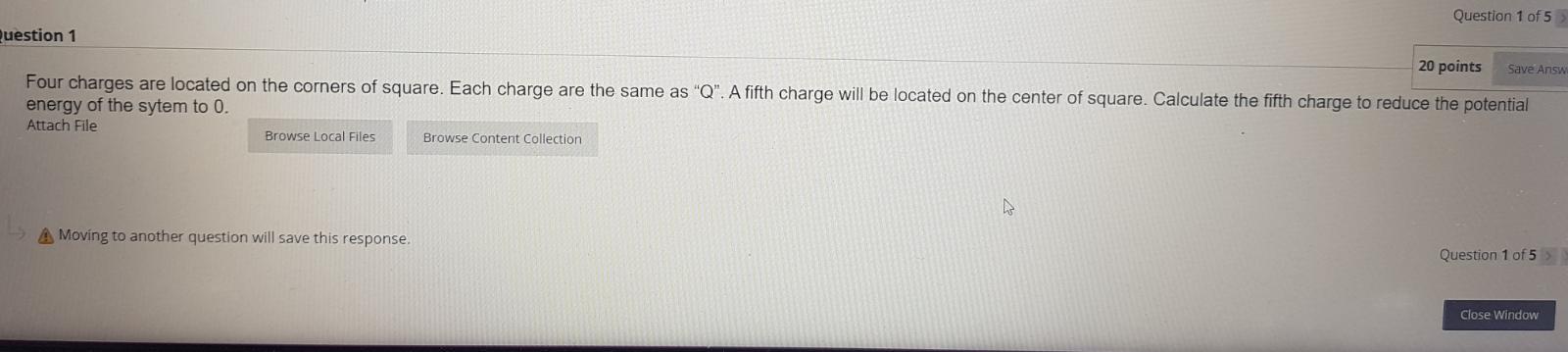 Solved Question 1 of 5 Question 1 20 points Save Answ Four | Chegg.com