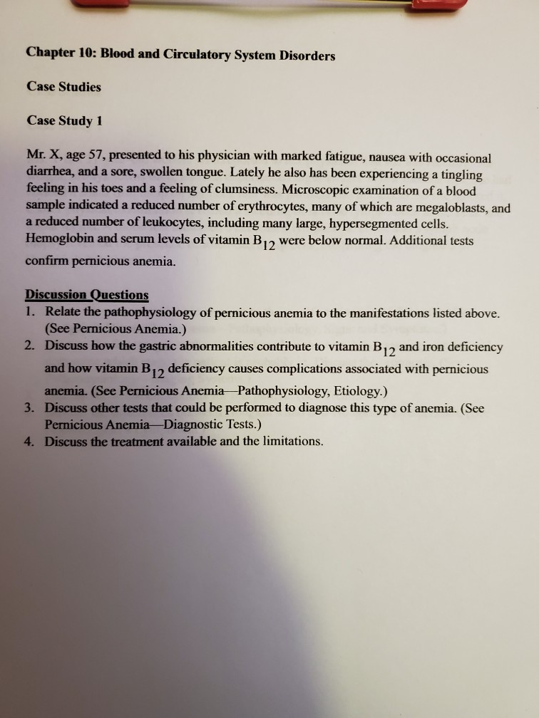 Solved Chapter 10: Blood and Circulatory System Disorders | Chegg.com