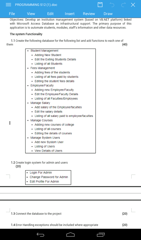 Solved E PROGRAMMING 512 (1).doc File View Edit Insert | Chegg.com