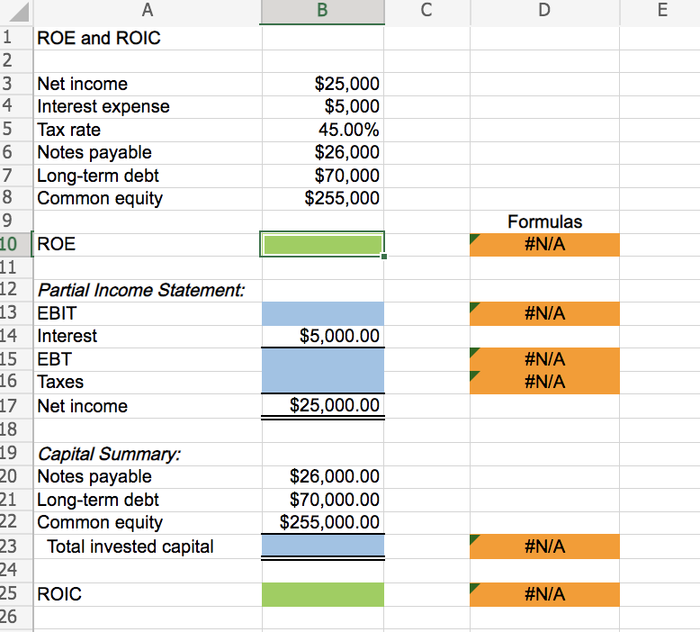 Solved Excel Online Structured Activity: ROE and ROIC Baker | Chegg.com