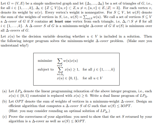 Solved Let G=(V,E) ﻿be a simple undirected graph and let | Chegg.com