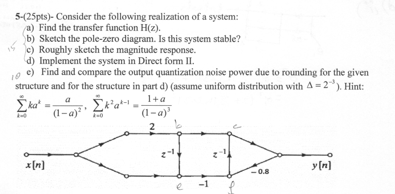 Solved 5-(25pts)- Consider the following realization of a | Chegg.com