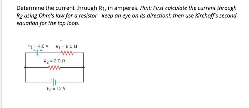 Solved Determine The Current Through R1 In Amperes Hint