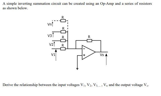 Solved A simple inverting summation circuit can be created | Chegg.com