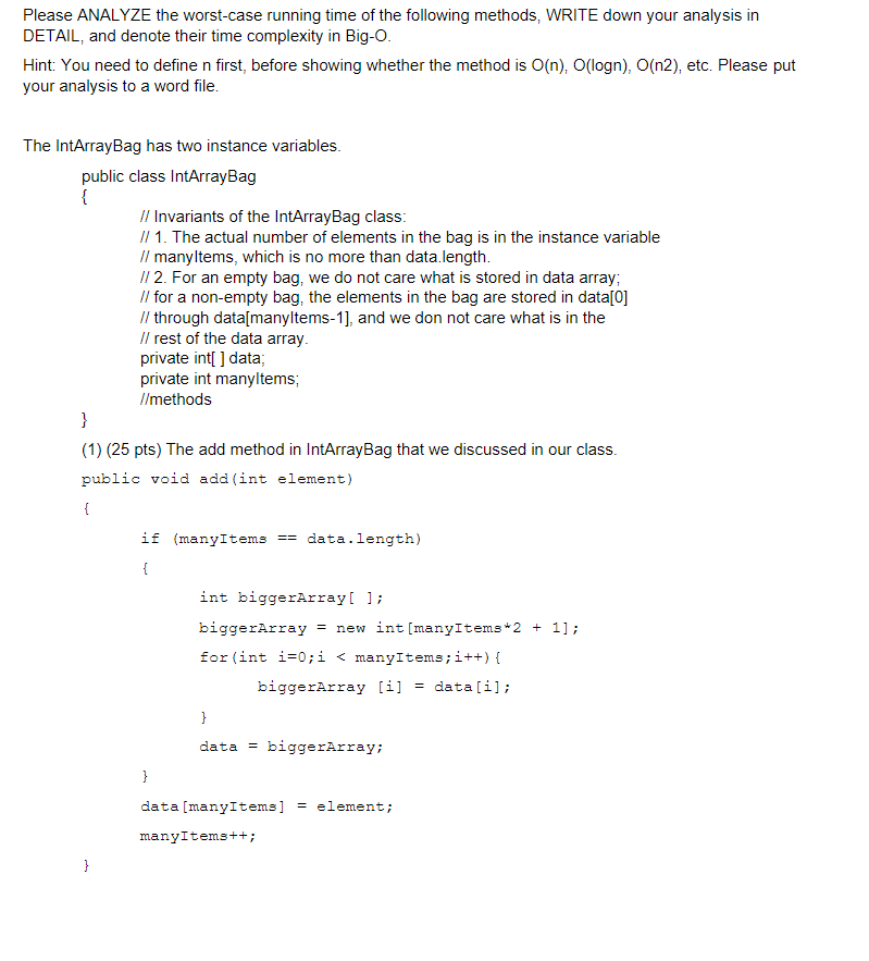 Solved worst case run time and a in detail analysis of the | Chegg.com