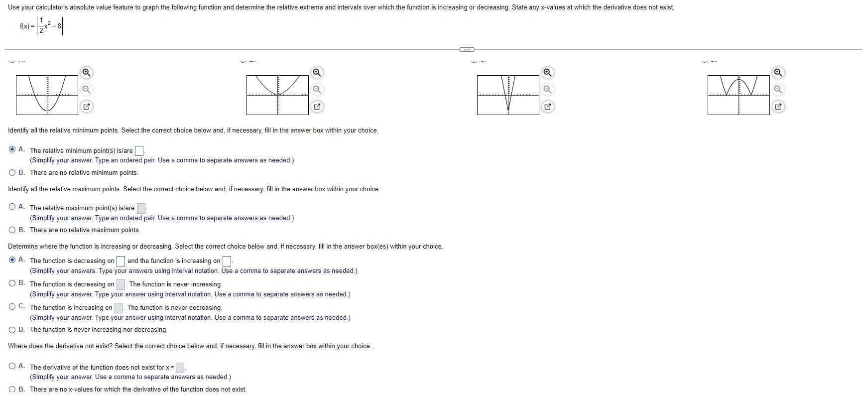 Solved Use your calculator's absolute value feature to graph | Chegg.com