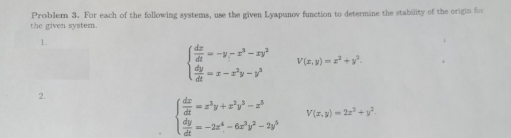 Solved Problem 3. For each of the following systems, use the | Chegg.com