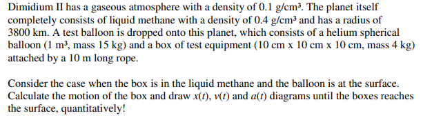 Solved Dimidium II has a gaseous atmosphere with a density | Chegg.com