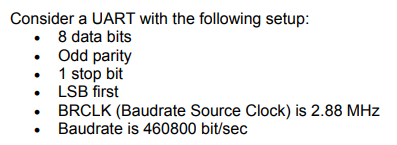 Consider a UART with the following setup: . 8 data | Chegg.com