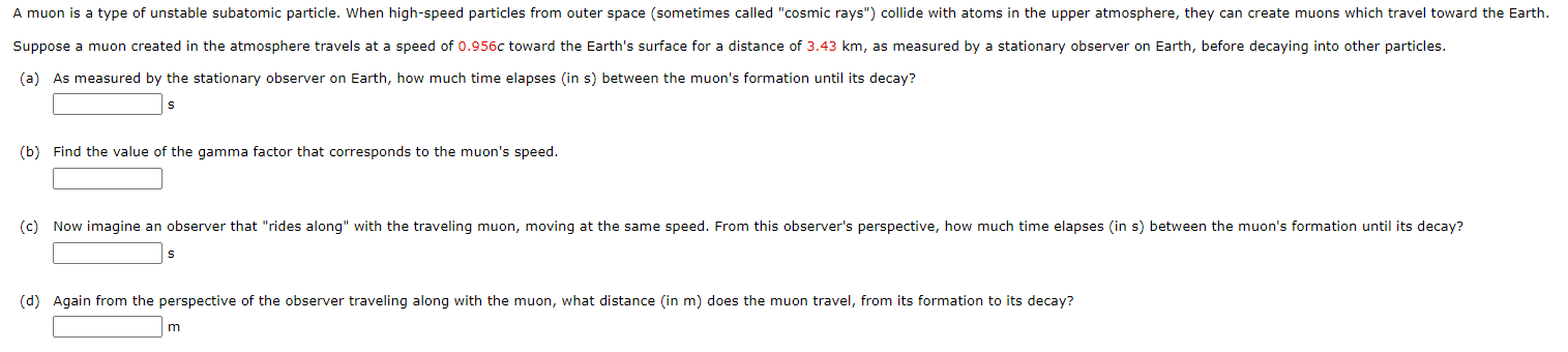 Solved (a) As measured by the stationary observer on Earth, | Chegg.com