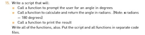 Solved 15. Write a script that will: Call a function to | Chegg.com