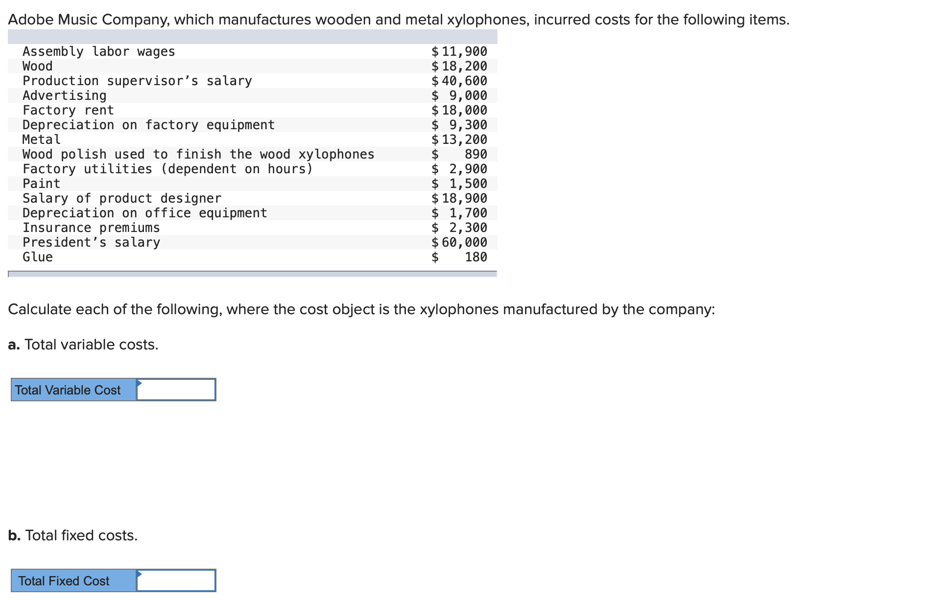 Solved Calculate each of the following, where the cost | Chegg.com