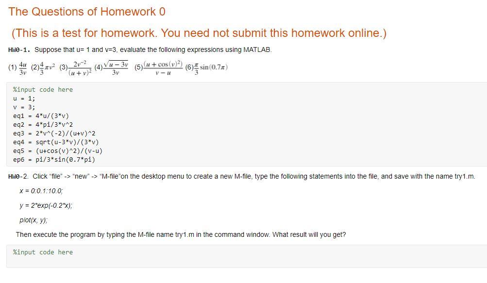 Solved The Questions of Homework O (This is a test for | Chegg.com
