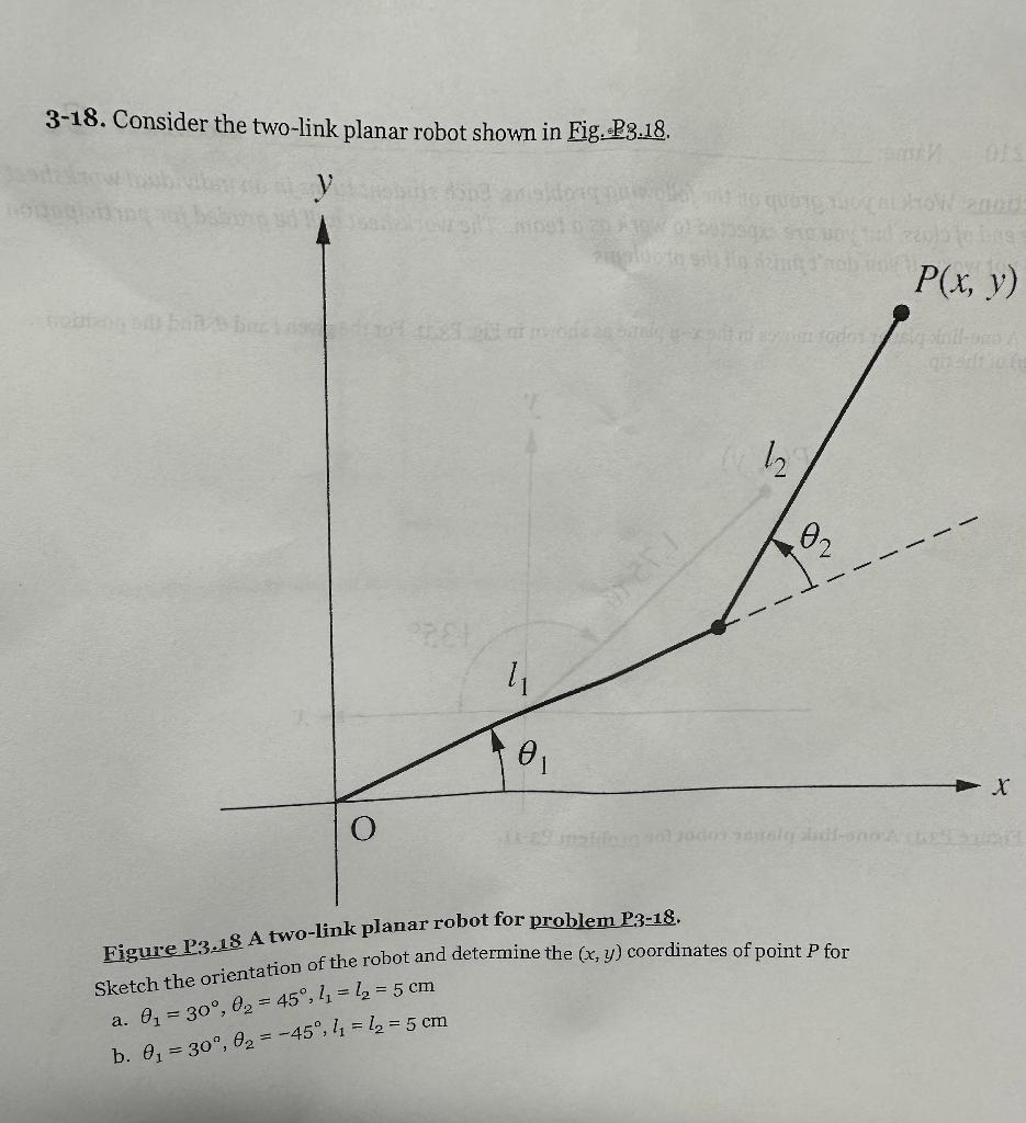 Solved 3-18. Consider the two-link planar robot shown in | Chegg.com