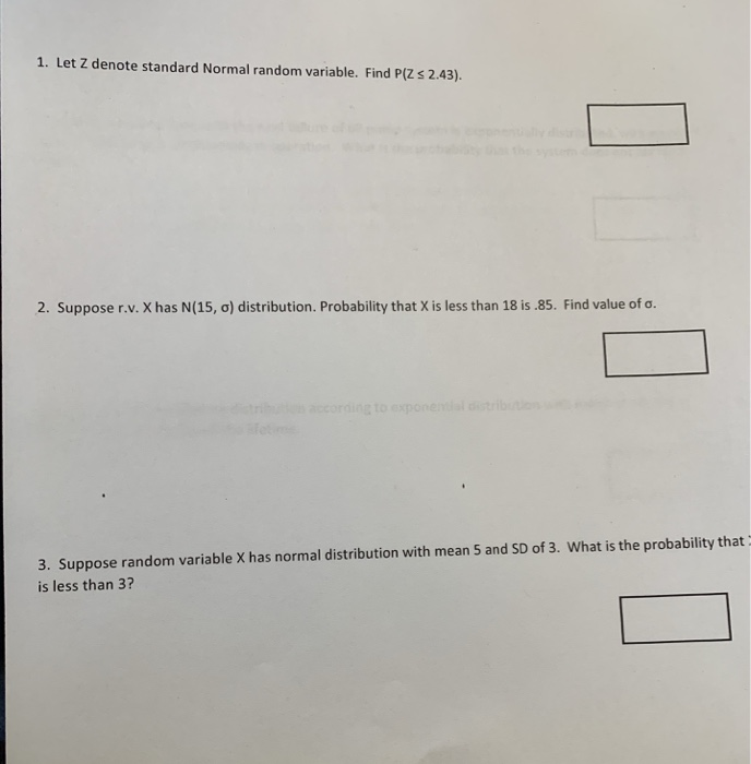 Solved 1. Let Z denote standard Normal random variable. Find | Chegg.com