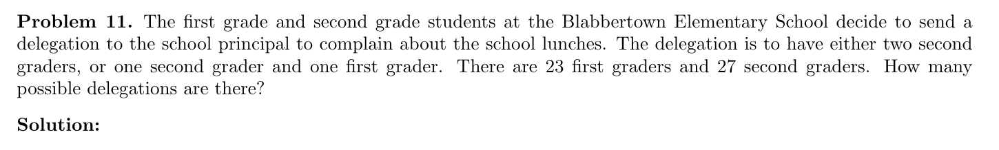 Solved Problem 11. The first grade and second grade students | Chegg.com