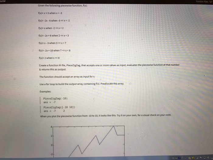Solved Given the following piecewise function, f(x): f(x) = | Chegg.com
