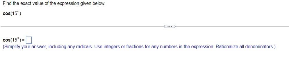 Solved Find the exact value of the expression given below. | Chegg.com