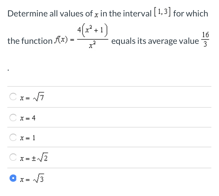 Solved Determine all values of x in the interval [ 1,3] for | Chegg.com