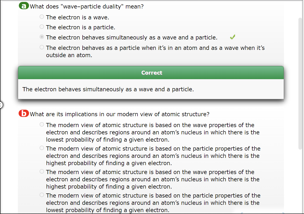 Solved a What does "wave-particle duality" mean? The | Chegg.com