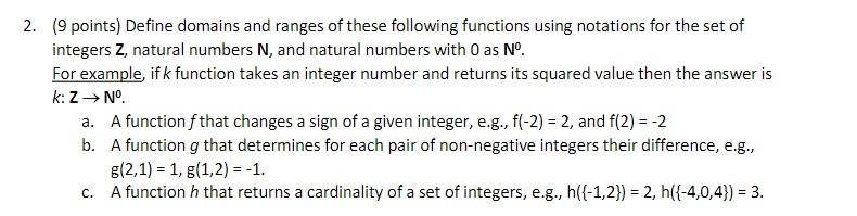 Solved (9 points) Define domains and ranges of these | Chegg.com