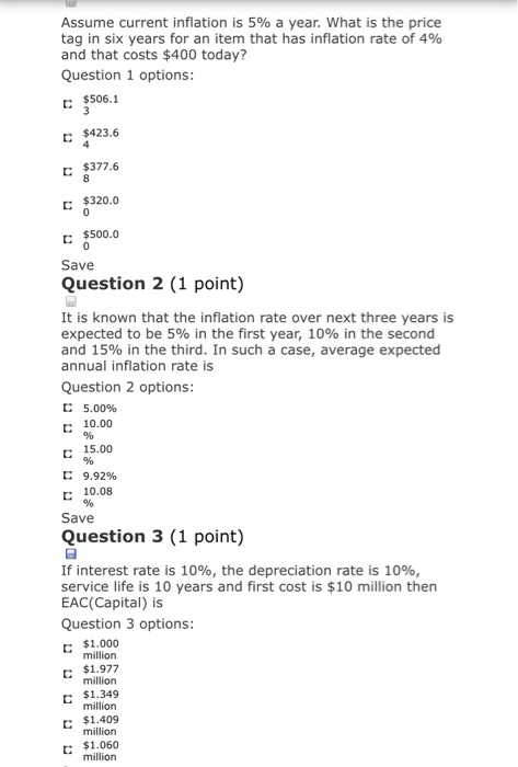 Solved Assume current inflation is 5% a year, what is the | Chegg.com