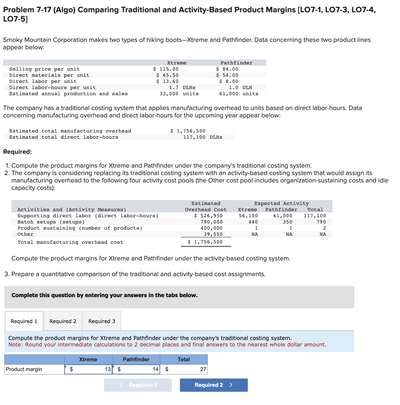 Solved Problem 7-17 (Algo) Comparing Traditional and | Chegg.com